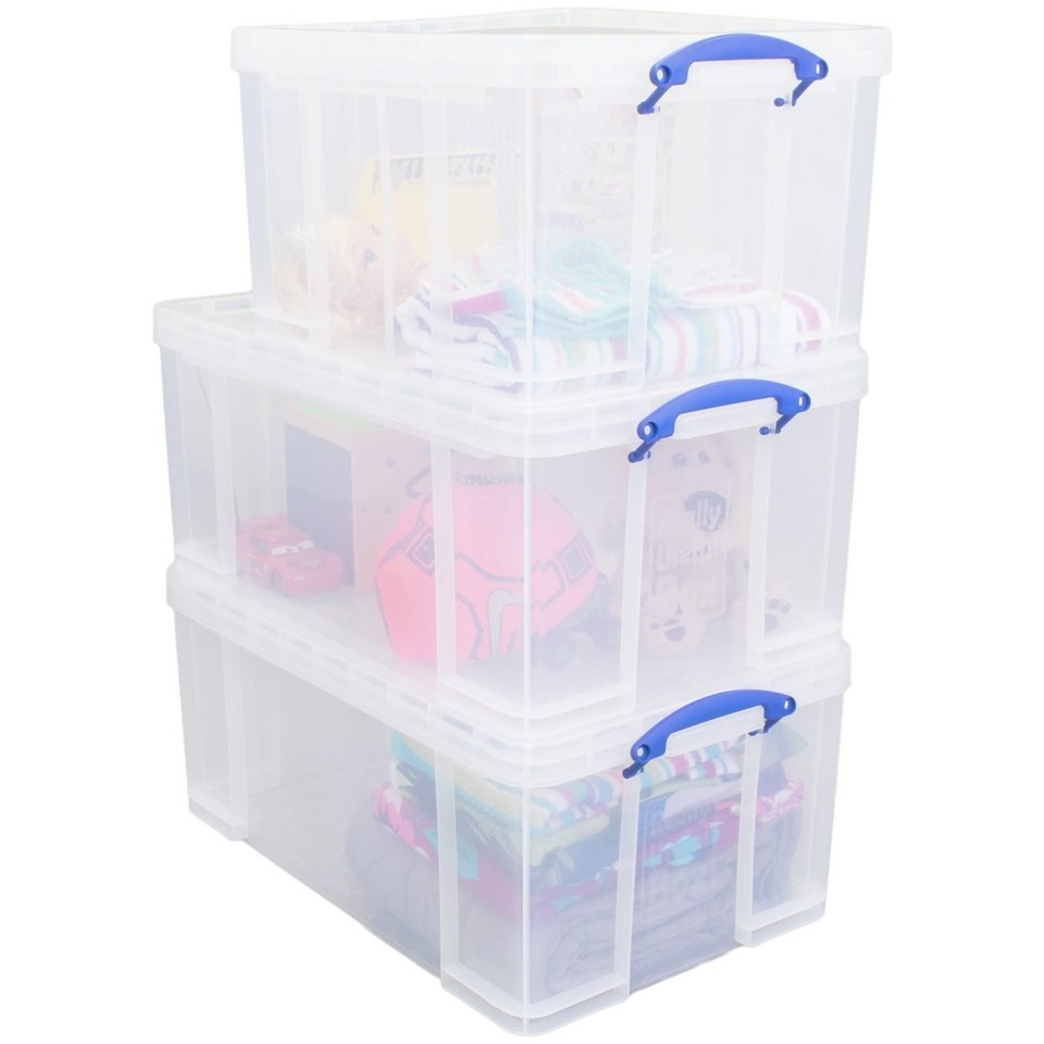 Really Useful 2 x 64 Litre 1 x 42 Litre Storage Boxes - Clear | eBay UK