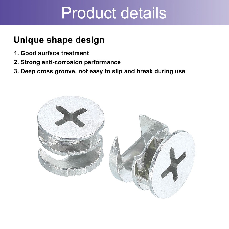 Furniture Cam Lock Fasteners 15 x 12mm, 30Pcs Cam Lock Nut Connectors ...