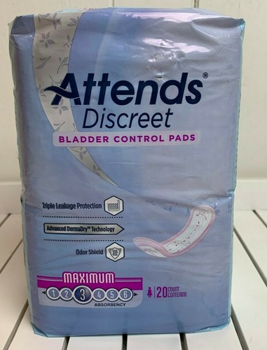Attends Discreet Bladder Control Pads 20 Count Maximum 3 Absorbency ...