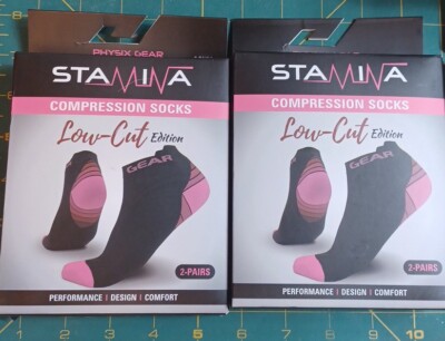 X2 Physix Gear Sport Stamina Compression Socks Low Cut 2 Pairs Black ...