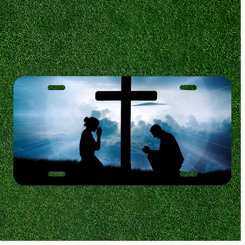 Custom Personalized License Plate Auto Tag With People Kneeling To ...