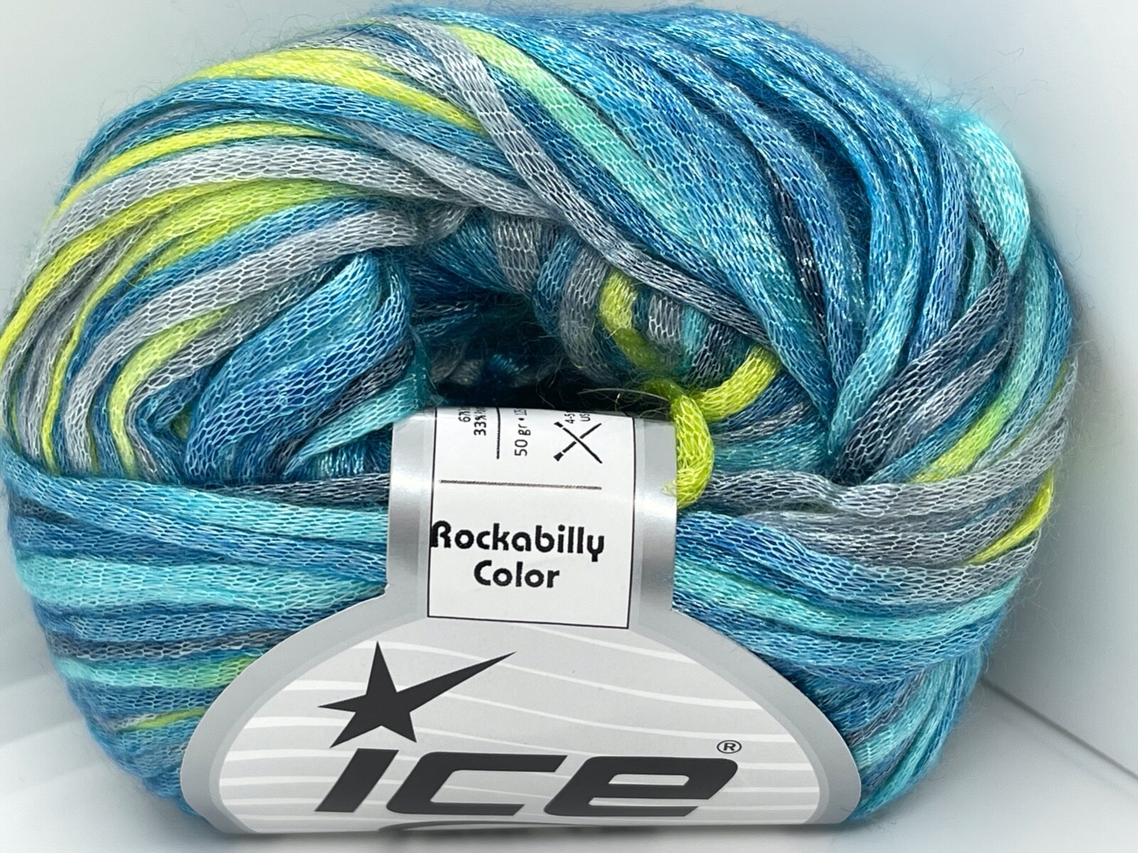 Rockabilly Color #66220 Ice Yarns Turquoise Silver Green Fuzzy Soft ...