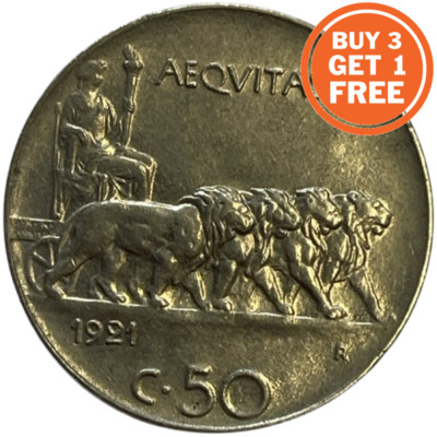 50 ITALIAN CENTESIMI -VE III - 1919-1925 -CHOOSE THE DATE AND EDGE OF ...