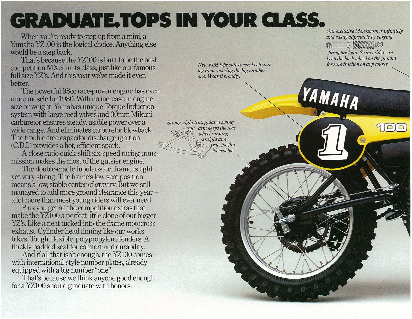 YAMAHA Brochure YZ100 G 1980 Sales Catalog REPRO YZ100G | eBay