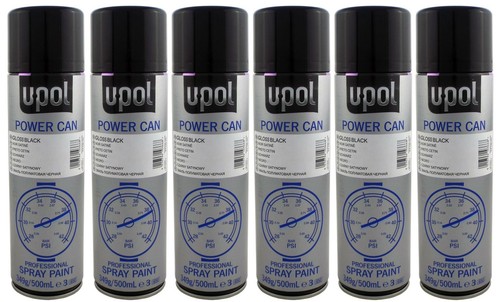 U-Pol Power Can GLOSS BLACK Paint 500ml x 6 Car Spray Aerosol | eBay UK