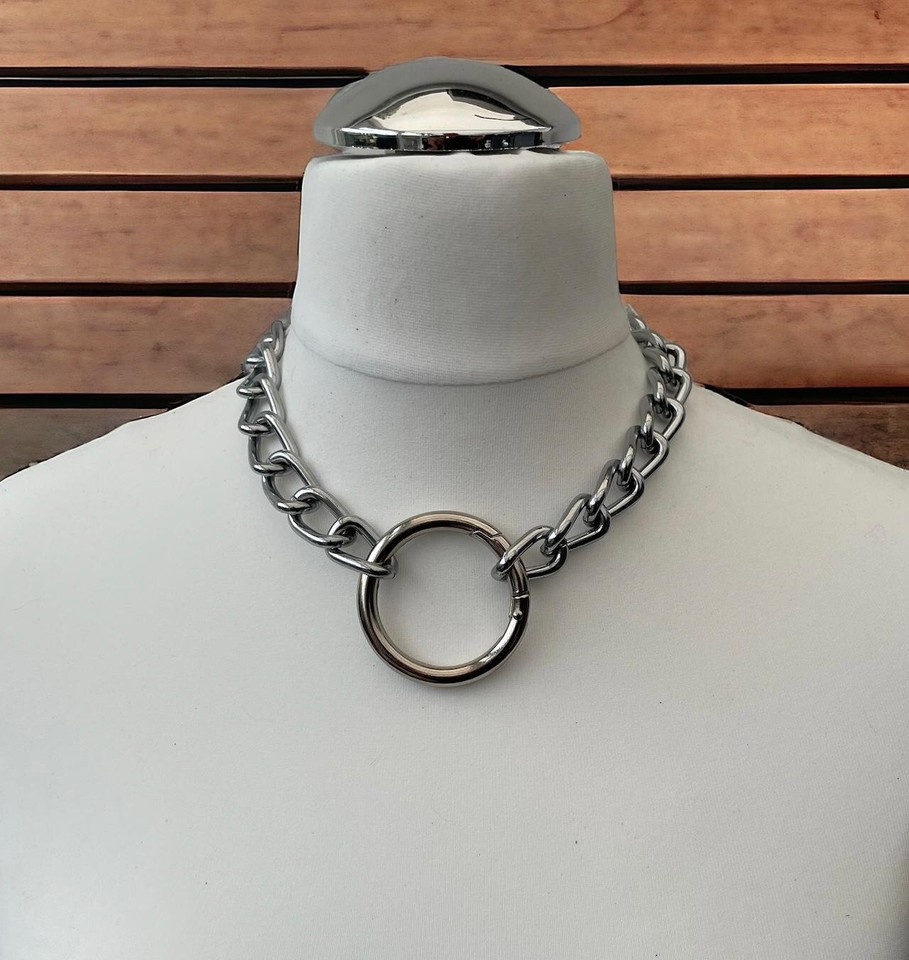Chain Day Collar With O Ring, Owned Chain Choker BDSM Punk Chain Collar ...