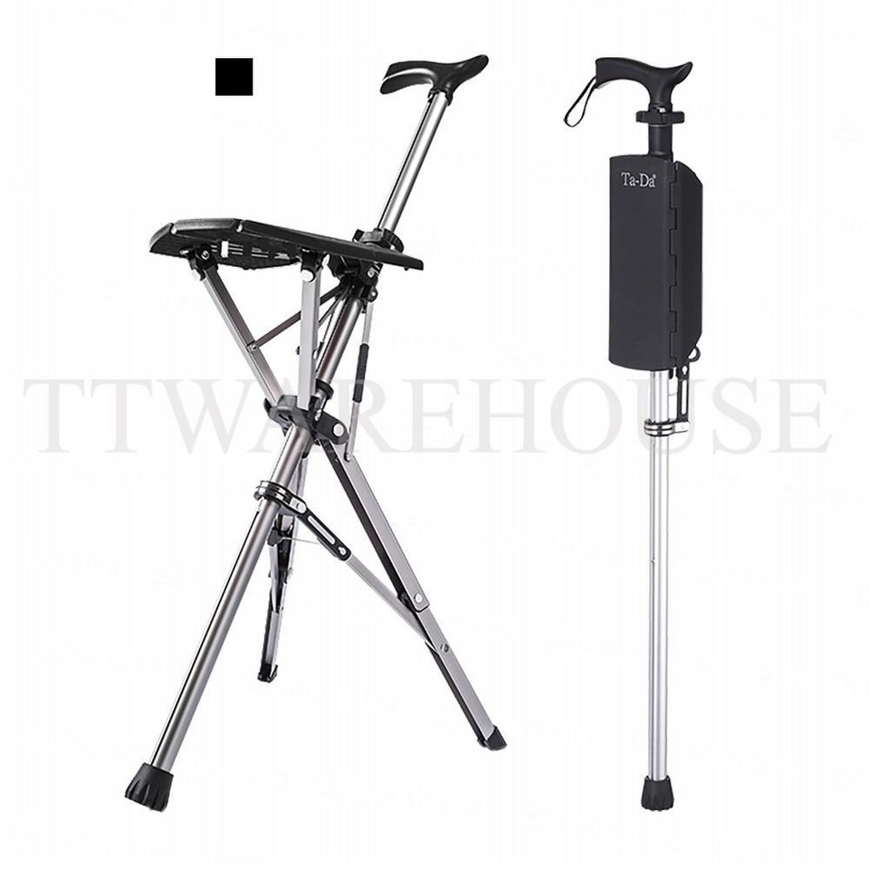 NEW TA-DA Chair Folding Aluminum Seat Cane Walking Stick 2lbs. 82cm BLACK (S) | eBay