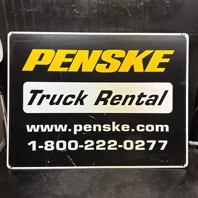 Vintage Metal Penske Truck Rental Sign - Double Sided 40 In X 30 In ...