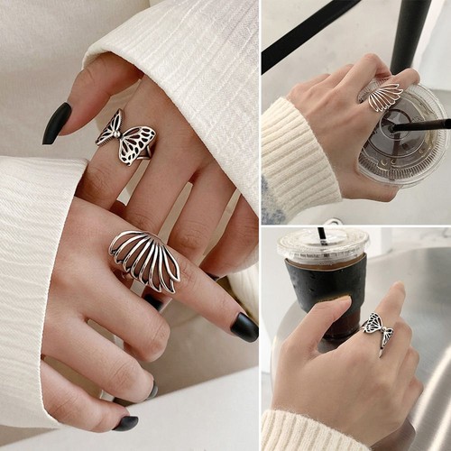 Accessories Hollow Wing Ring Metal Rings Butterfly Wings Ring Vintage ...