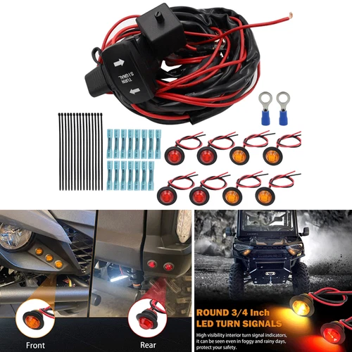 8PCS ATV UTV LED Turn Signal Street Legal Kit Universal Fit For SXS UTV ...