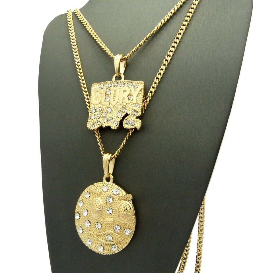 NEW GLORY BOYZ & GLO-GANG PENDANT &24"&30" C-CUBAN CHAIN NECKLACE SET ...