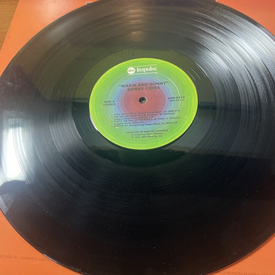 Sonny Criss, "Warm And Sonny" Vinyl Lp 1976 ABC Impulse ASD-9312 EX | eBay