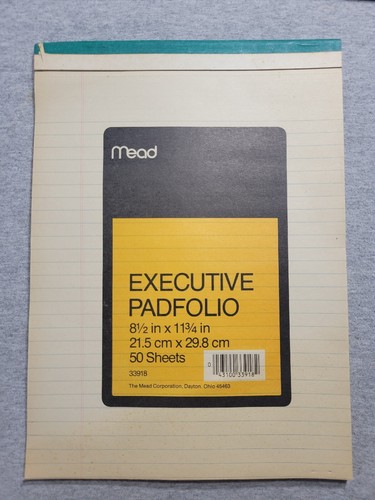 Mead Executive Padfolio Note Pad Wide Rule Ruled Notebook 33918 8 1/2 x ...