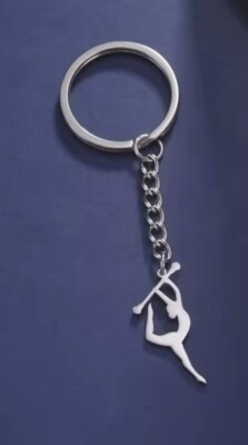 BATON TWIRLING KEY CHAIN SILVER- TONE TWIRLER GIRL KEYCHAIN NOVELTY ...