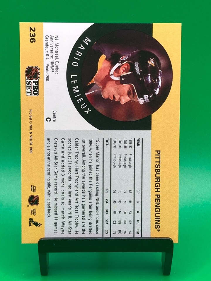1990-91 NHL Pro Set MARIO Lemieux Pittsburgh Penguins #236 Hockey | eBay