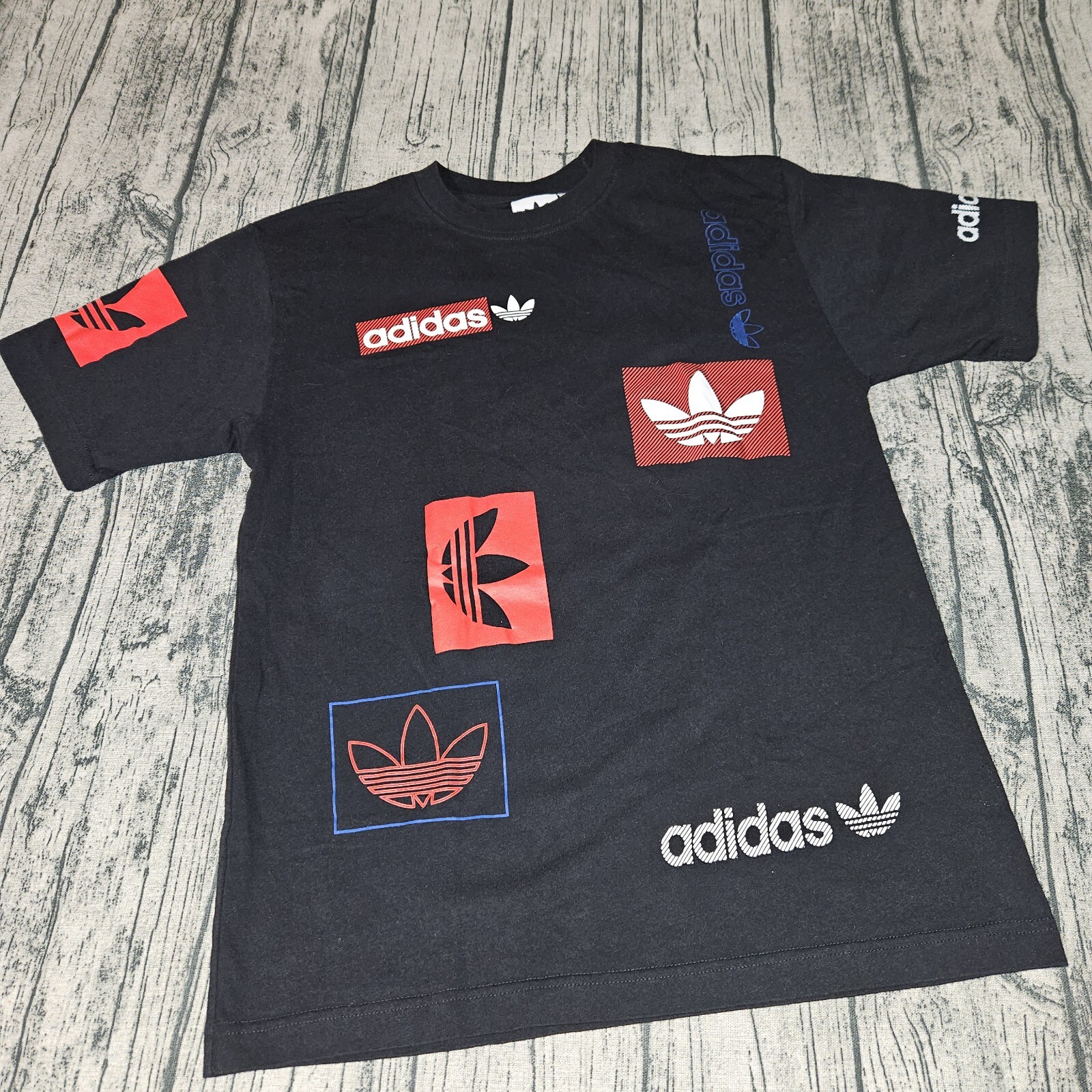Adidas Originals All Over Graphic LOGO T-Shirt Black … - Gem