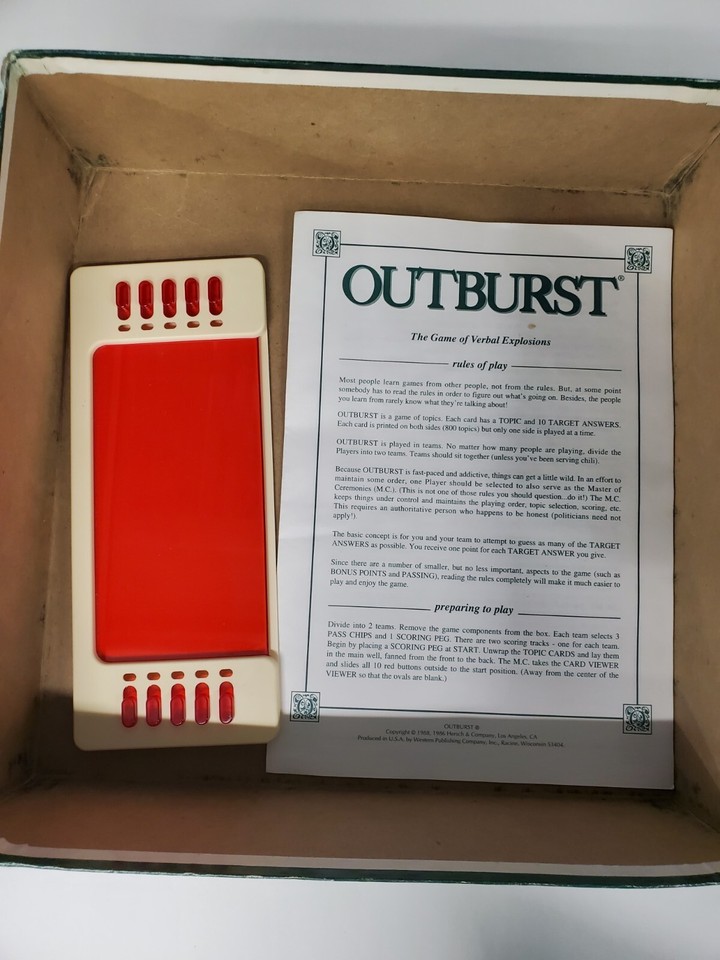 Outburst Board Game 1988 cards and board | eBay