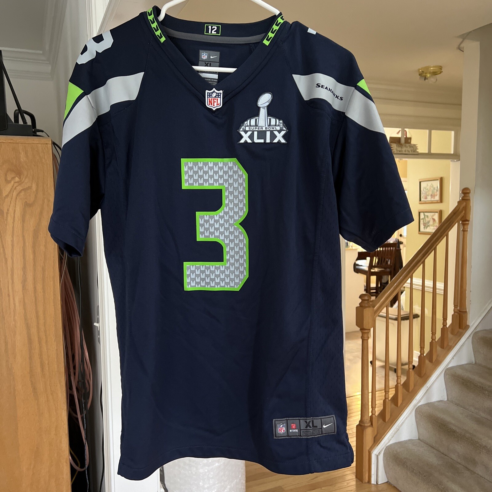 Nike On Field Seattle Seahawks SB Jersey #3 Russel Wilson Size Youth XL ...