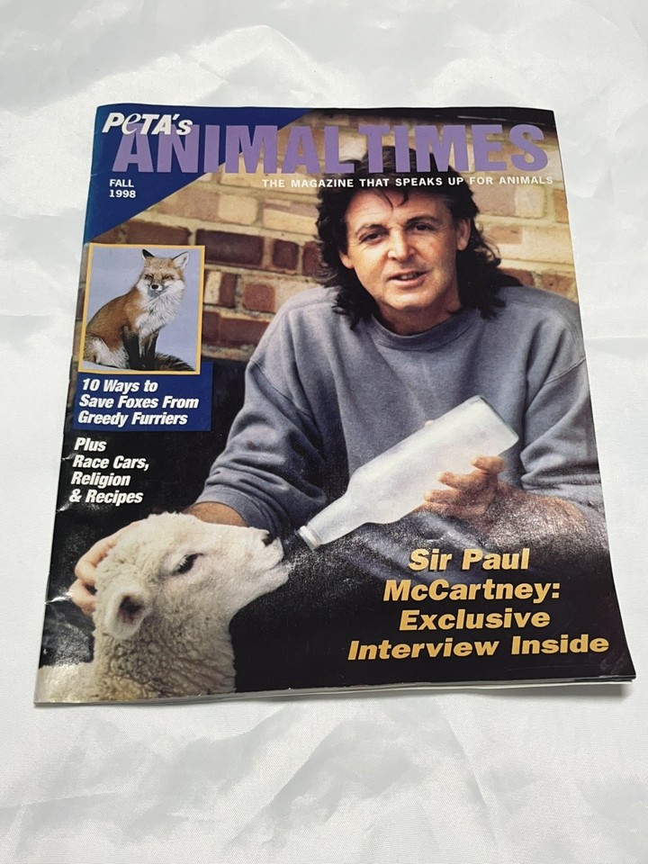 Paul McCartney PETA's Animal Times Magazine Fall 1998 Animal Activism ...