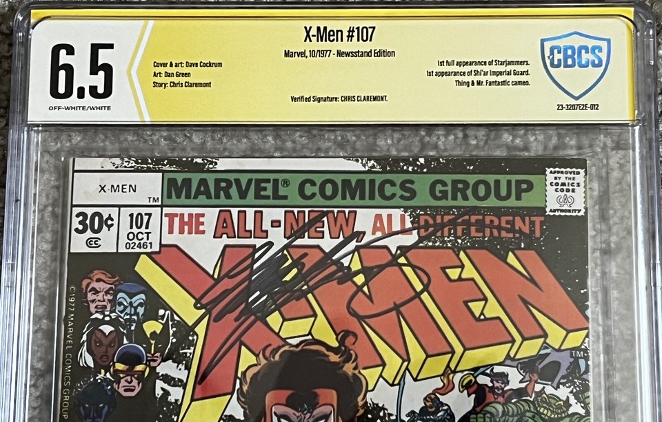 UNCANNY X-MEN #107 10/1977 CBCS 1st App Starjammers Signed Claremont ...