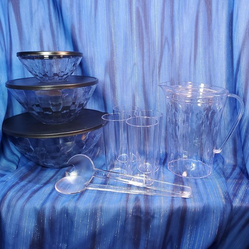 Tupperware Ice Prism Serving Bowls and Pitcher Crystal Clear with seals ...