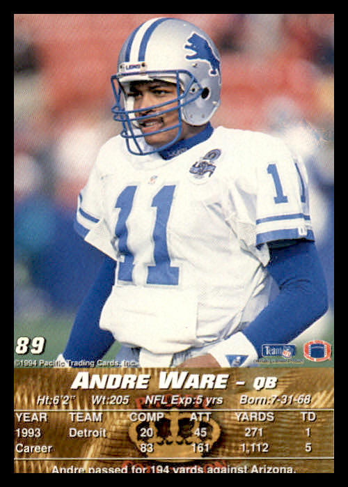 1994 Pacific #89 Andre Ware | eBay