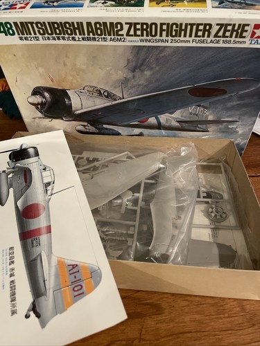 TAMIYA 1/48 MITSUBISHI A6M2 ZERO FIGHTER (ZEKE) Open Box Sealed Parts ...