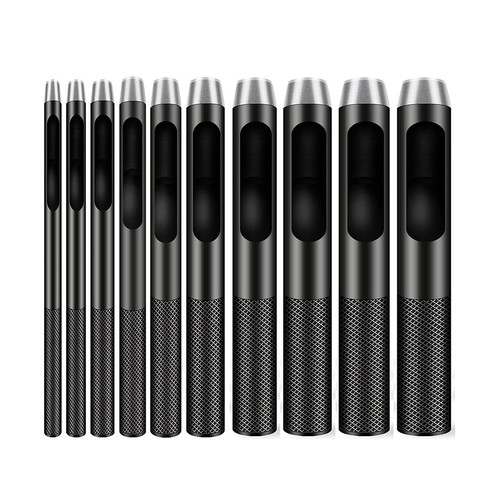 10 PCS Round Steel Leather Craft Hollow Hole Punch Set 1mm to 10mm Size ...