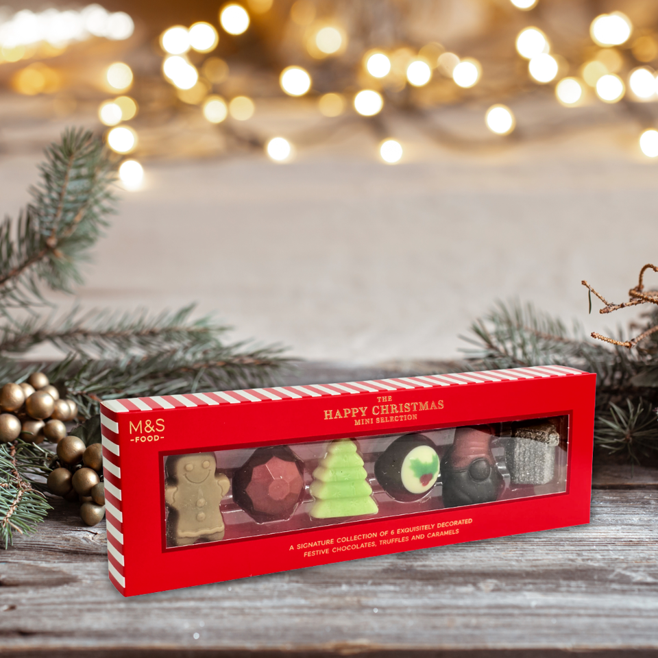 M&S Happy Christmas Mini Chocolates Selection 71g, Luxury Festive ...