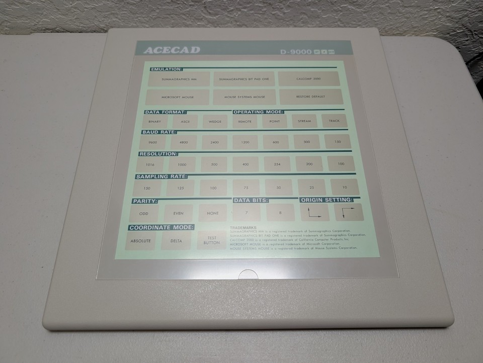 ACECAD D-9000 Tablet With Power Supply and Mouse Vintage Microsoft ...