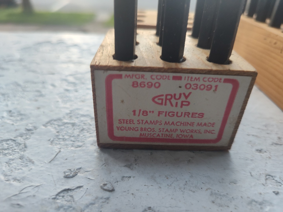 Complete Young Brothers Gruv-Grip 1/8" Steel Stamps Letters & Numbers ...