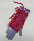Pair of Lace Fingerless Gloves Neon Pink costume 80s Ribbon Lacing ...