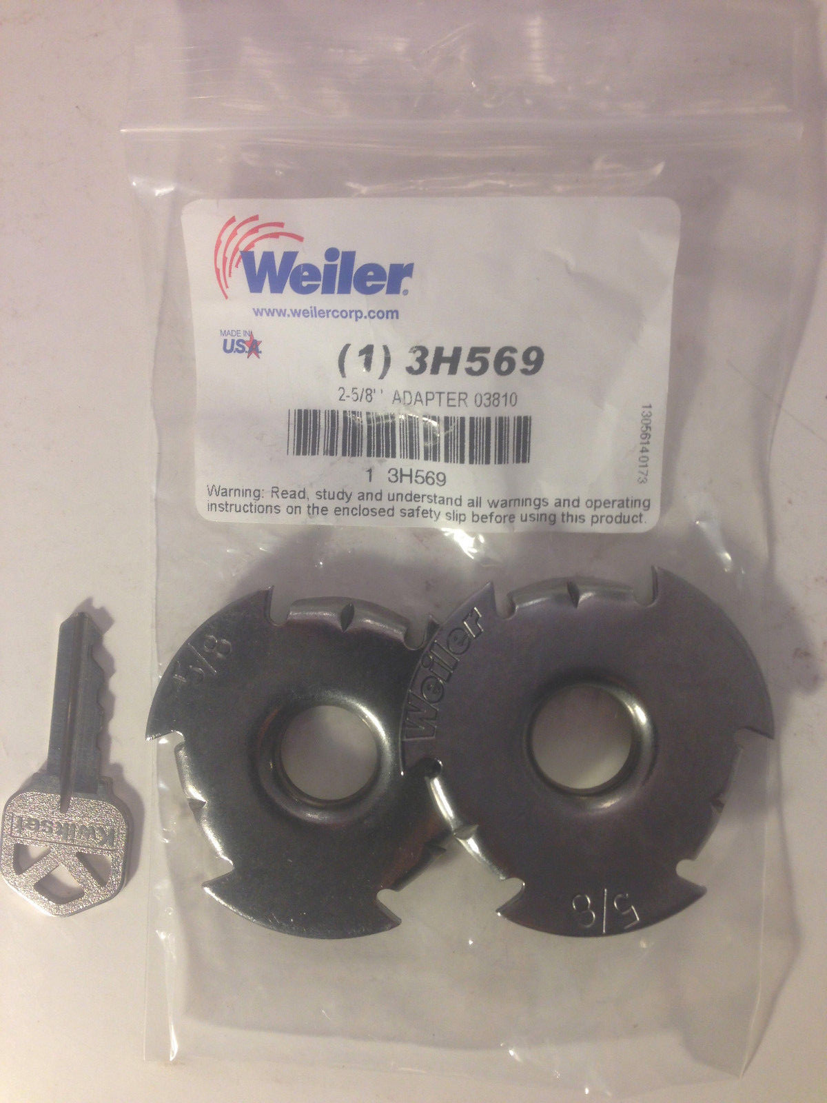 Weiler Wheel Adapter 2" Center Hole Reducer to 5/8" Arbor Shaft for ...
