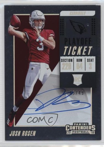 2018 Panini Contenders RPS Playoff Ticket /49 Josh Rosen #106 Rookie ...