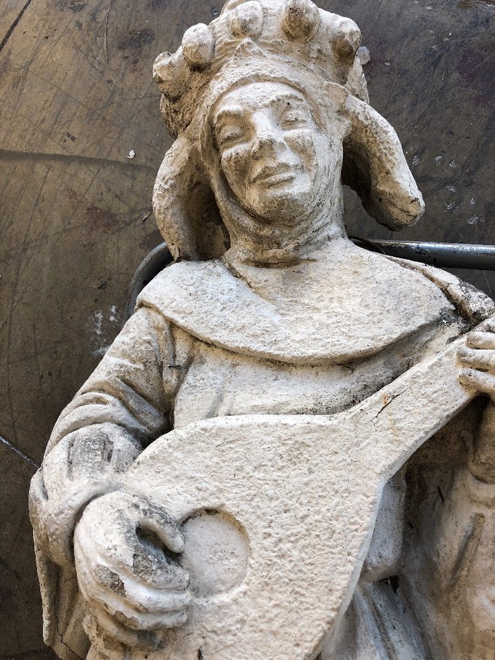 Concrete Statue Antique Old Vintage Jester Architectural Element | eBay