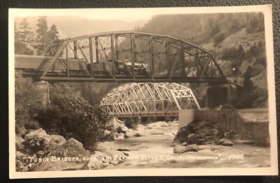 RPPC Feather River TOBIN BRIDGES Train in View Eastman Photo | eBay