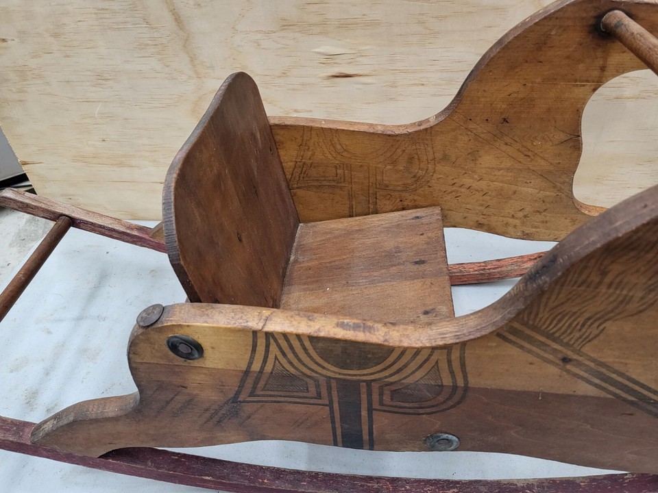 Child's Primitive 1912 Antique Shoo Fly Wood Rocking Horse with ...