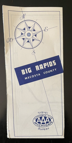 Vtg 60s 1968 BIG RAPIDS MECOSTA COUNTY AAA Auto Club Michigan Road Map ...