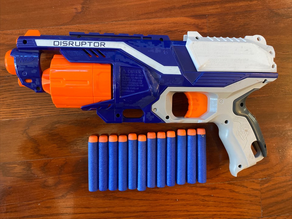 Nerf Disruptor Elite Blaster N-Strike 6 Dart Toy Gun 90 Ft Range W/12 ...