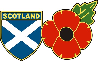 POPPY CAR WINDOW STICKER WITH SCOTLAND FLAG SHIELD - Remembrance Day ...