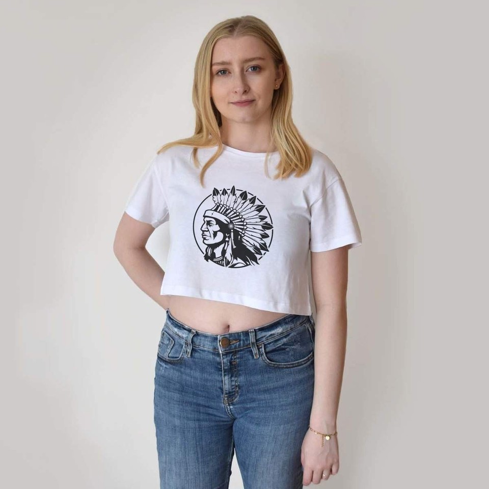 'Native American Chief' Women's Cotton Crop Tops (CO047180) | eBay