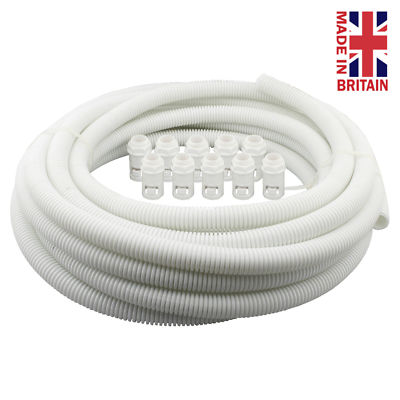 White Flexible Conduit Contractor Pack 25mm - 10m Conduit + 10 Glands ...