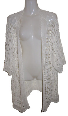 BEME Short Sleeve White Crochet Lace Cardigan Plus Size XL | eBay