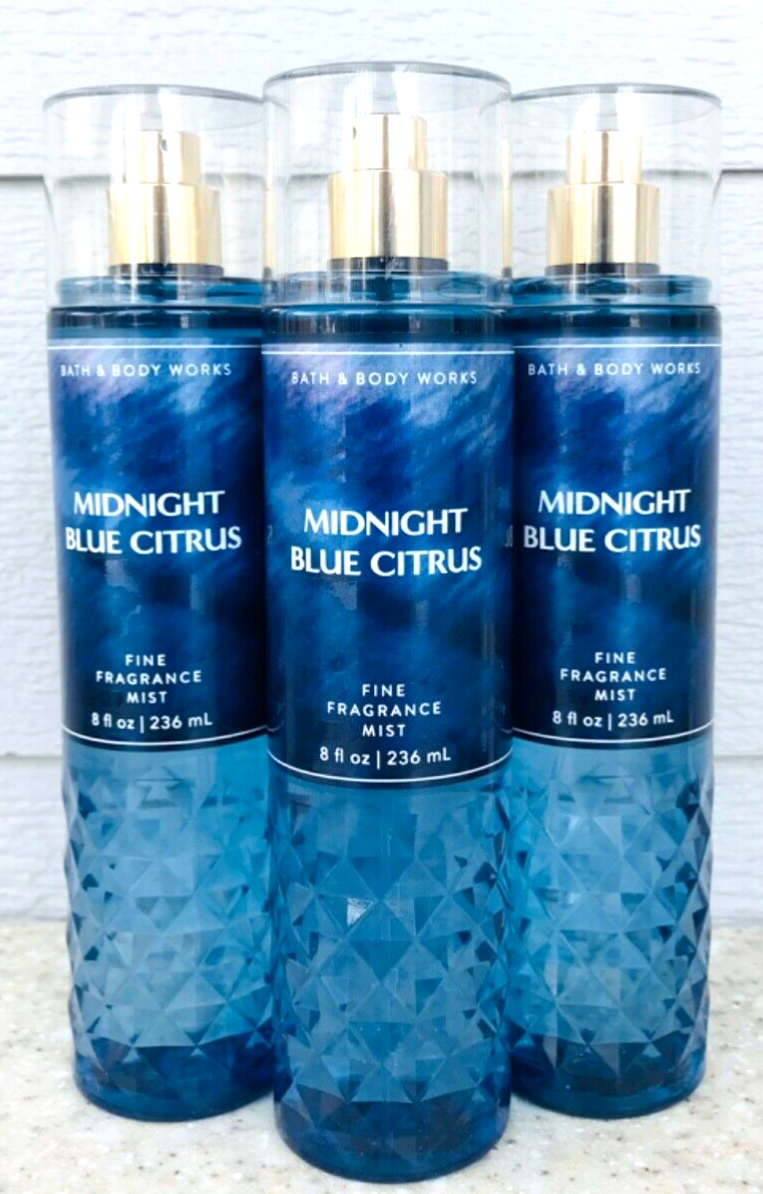 3 Bath & Body Works MIDNIGHT BLUE CITRUS Fine Fragrance Mist 8oz LOT ...