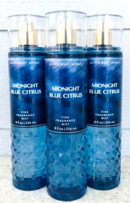 3 Bath & Body Works MIDNIGHT BLUE CITRUS Fine Fragrance Mist 8oz LOT ...