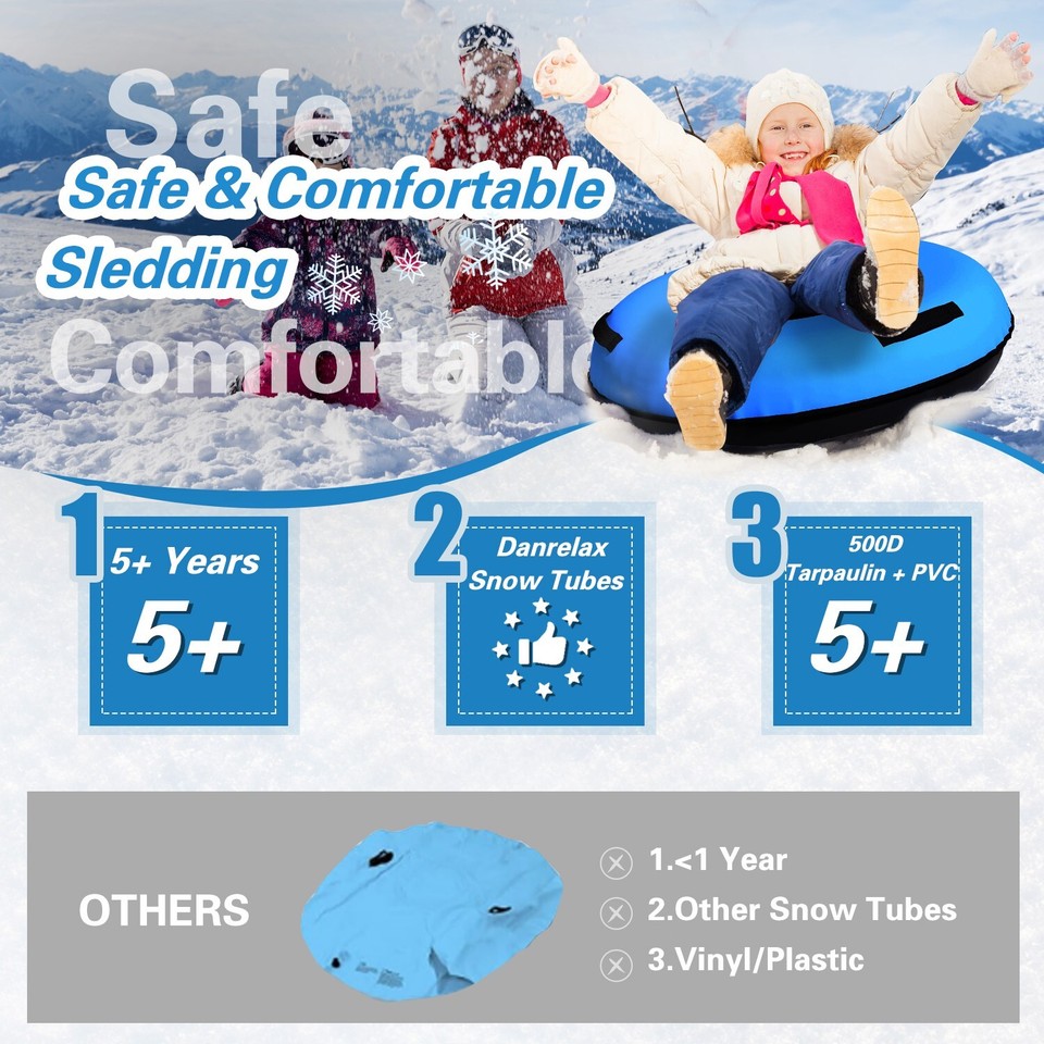 Danrelax 44/47 in Heavy-Duty Snow Tube, Towable Snow Tube for Sledding ...