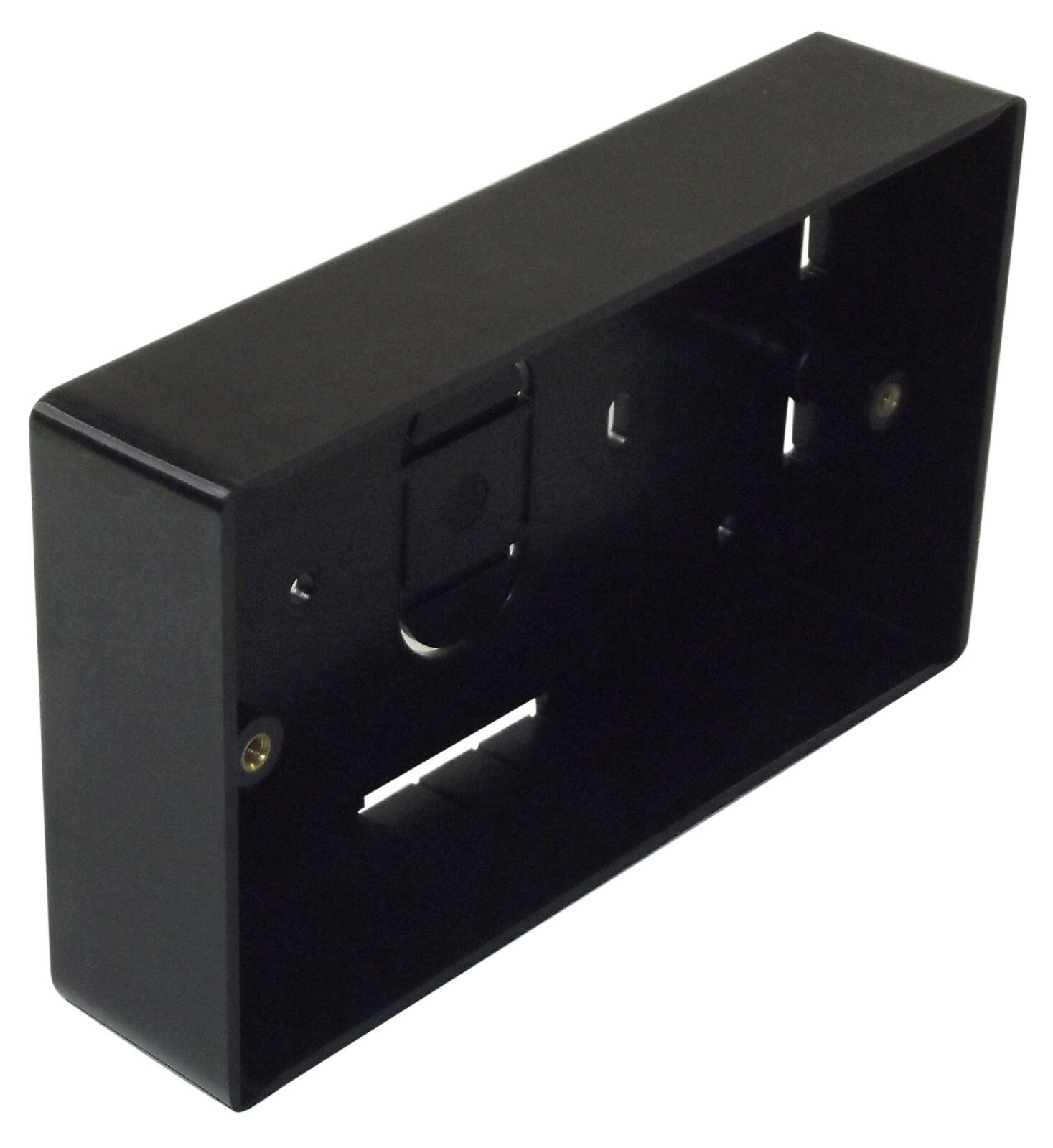 BLACK Double Gang BACKBOX 32mm Deep ABS Wall Mount Pattress Back Box ...