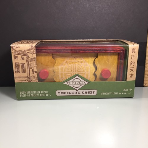 TRUE GENIUS Wood Puzzle Brain Teaser EMPEROR'S CHEST Ancient Artifacts ...