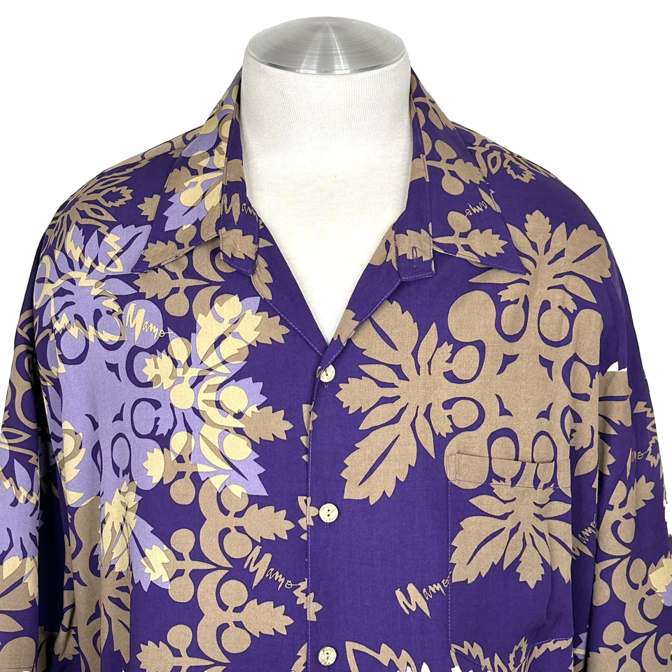 MAMO Howell Floral Purple & Brown 100% Rayon Vintage Hawaiian Aloha ...