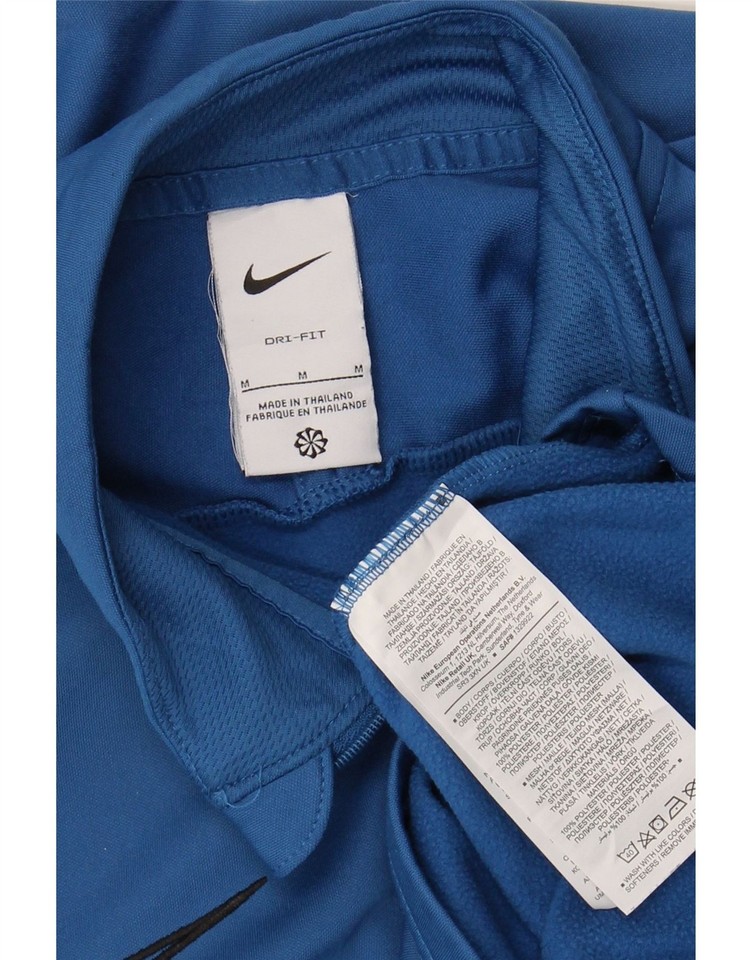 NIKE Mens Dri Fit Zip Neck Pullover Tracksuit Top Medium Blue Polyester ...